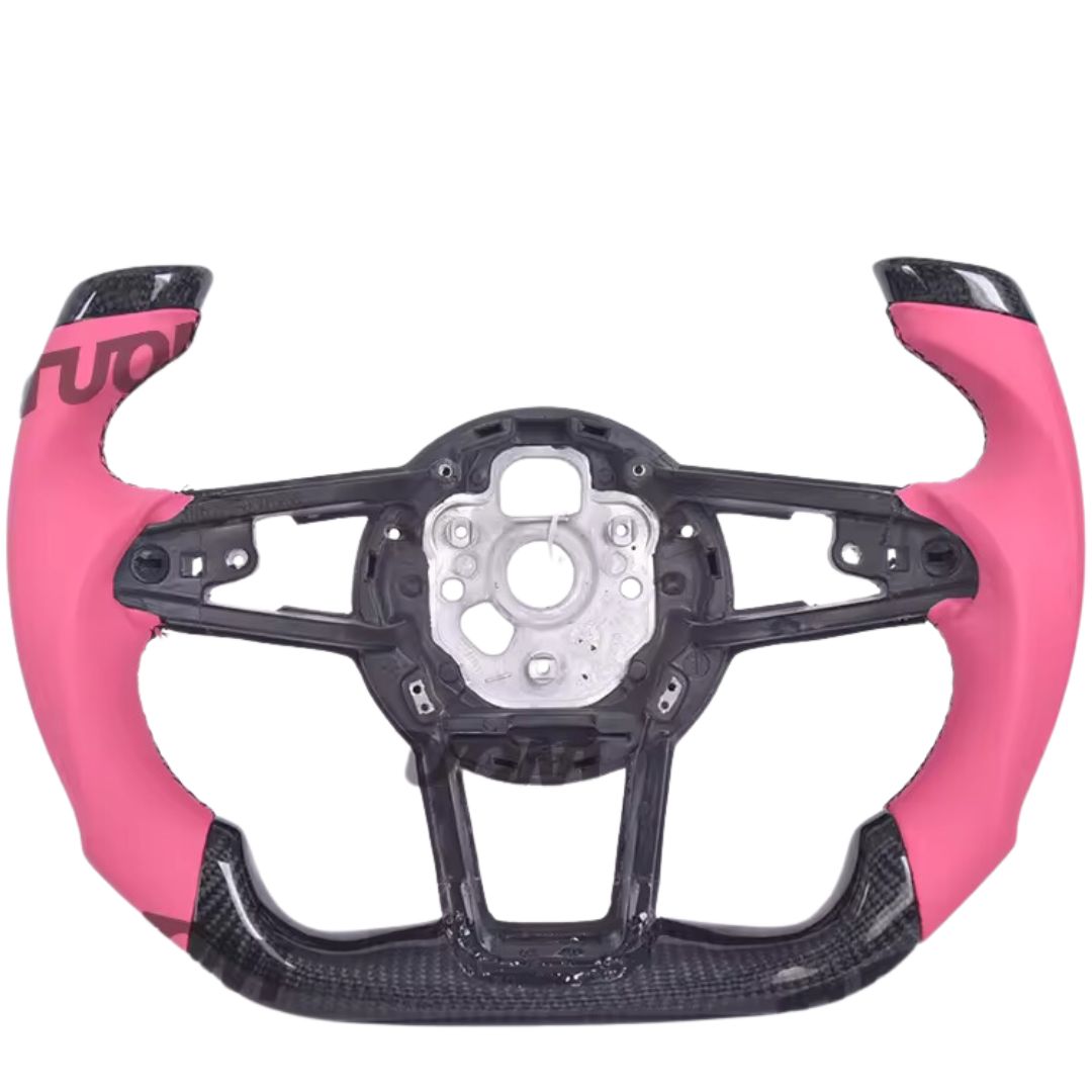 Custom Audi Carbon Fiber Steering Wheel for Audi - Pink Leather