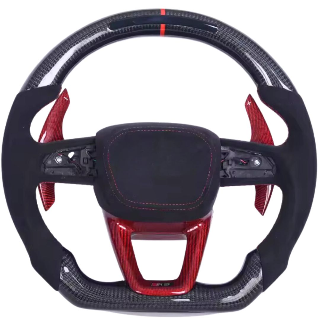 Custom Audi Carbon Fiber Steering Wheel for Audi Q3 Q5 - Suede Leather