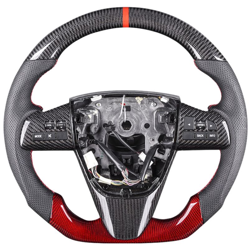 Custom Mazda Carbon Fiber Steering Wheel for Mazda 3 - Perforated Leat